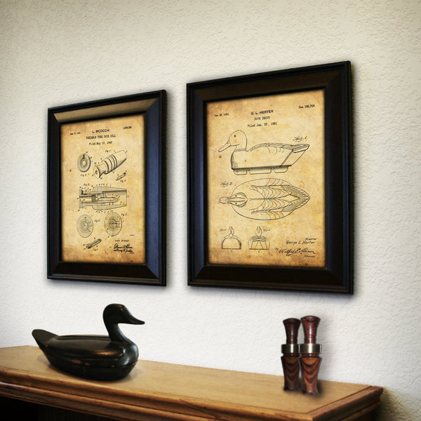 Duck Hunter Gifts - US Patent Drawing Art Set - Duck Call & Decoy ...