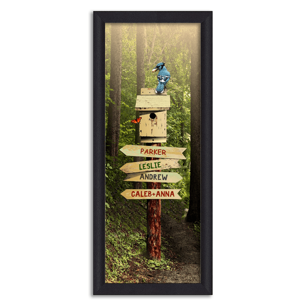 Personalized sign post on a forest path - personalized art gift ...