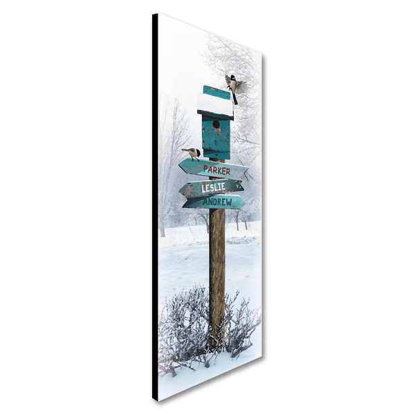 Personalized sign post on a snowy winter day - personalized art gifts ...