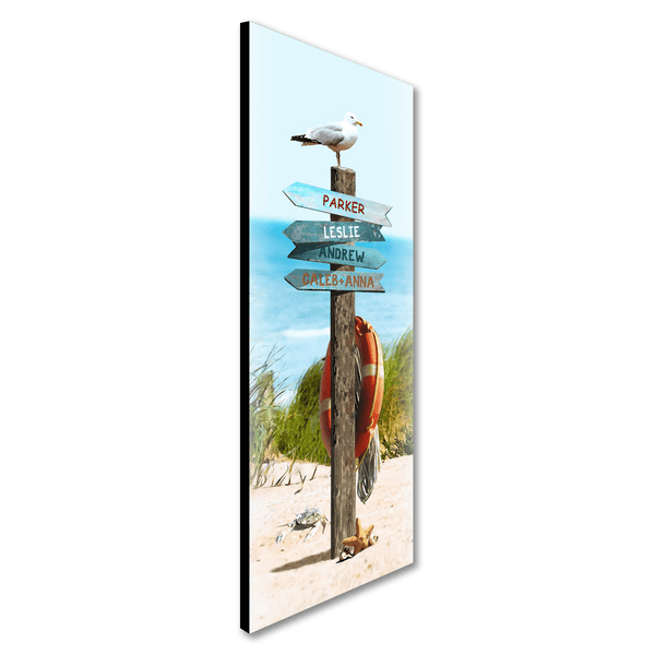 Personalized sign post on the ocean beach - personalized art gifts ...